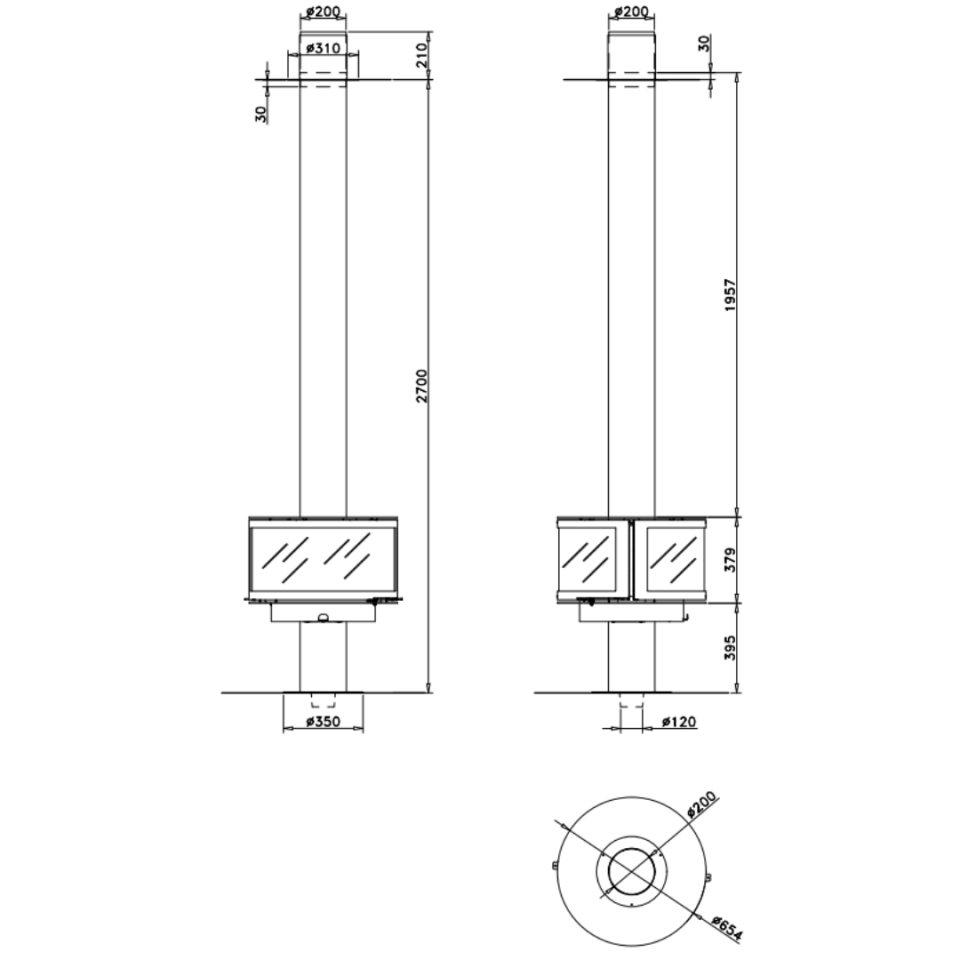Tiplo • Cheminée à bois en acier Rocal Ronde Central